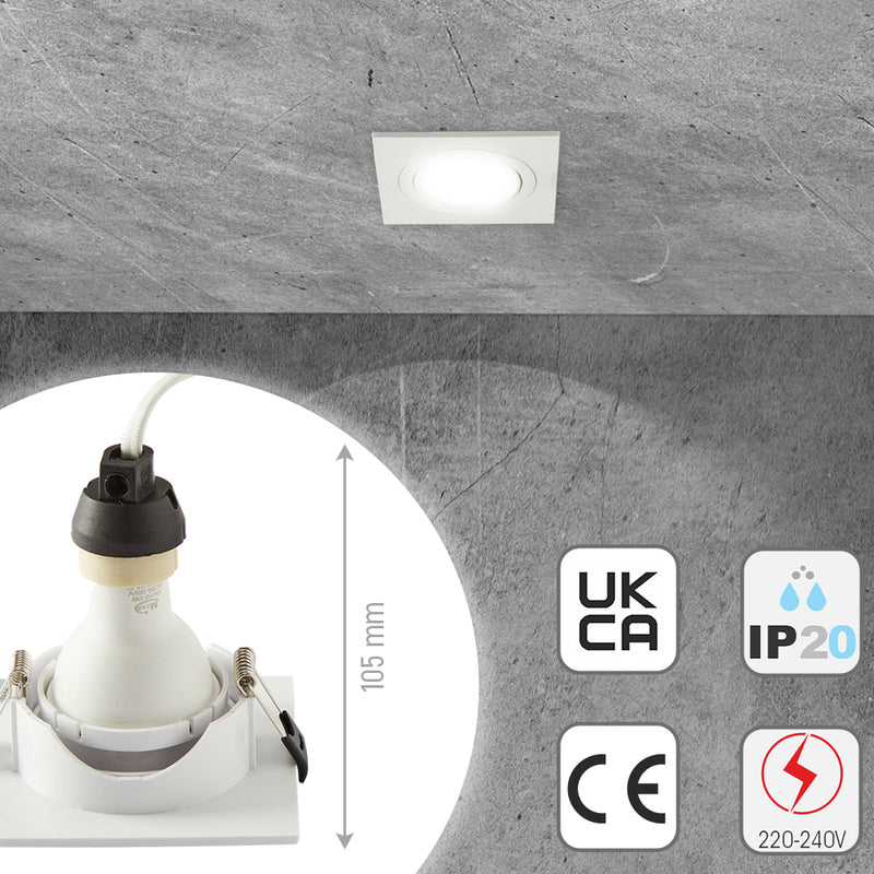 Rectangle Polycarbonate Tilt Recessed Downlight GU10 White or Black ...