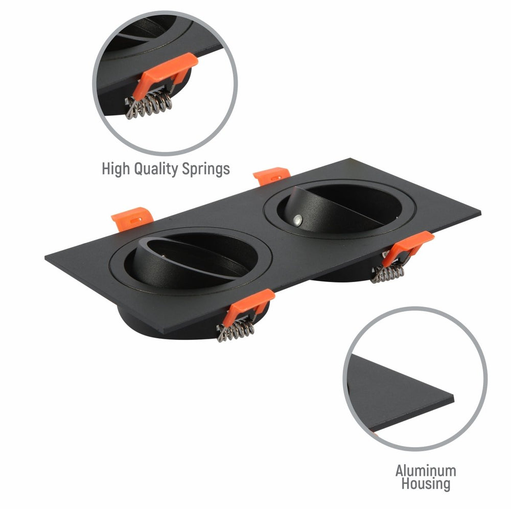 Rectangle Recessed Tilt Downlight GU10 White or Black | TEKLED