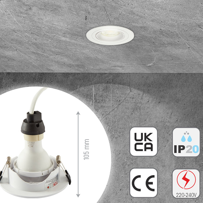 Round Polycarbonate Tilt Recessed Downlight GU10 White or Black | TEKLED