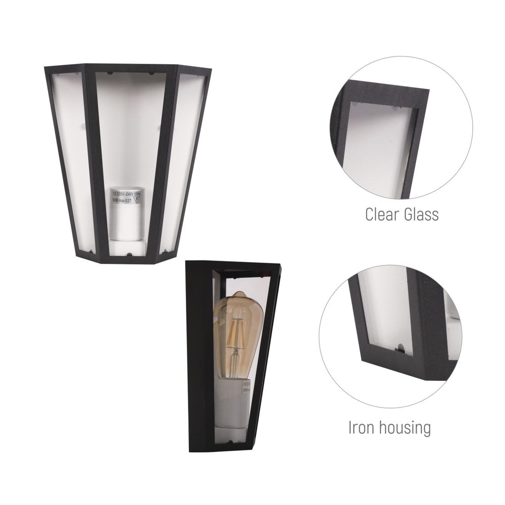 Modern Lantern Trapezium Cuboid Wall Lamp Upward Base Matt Black&White ...