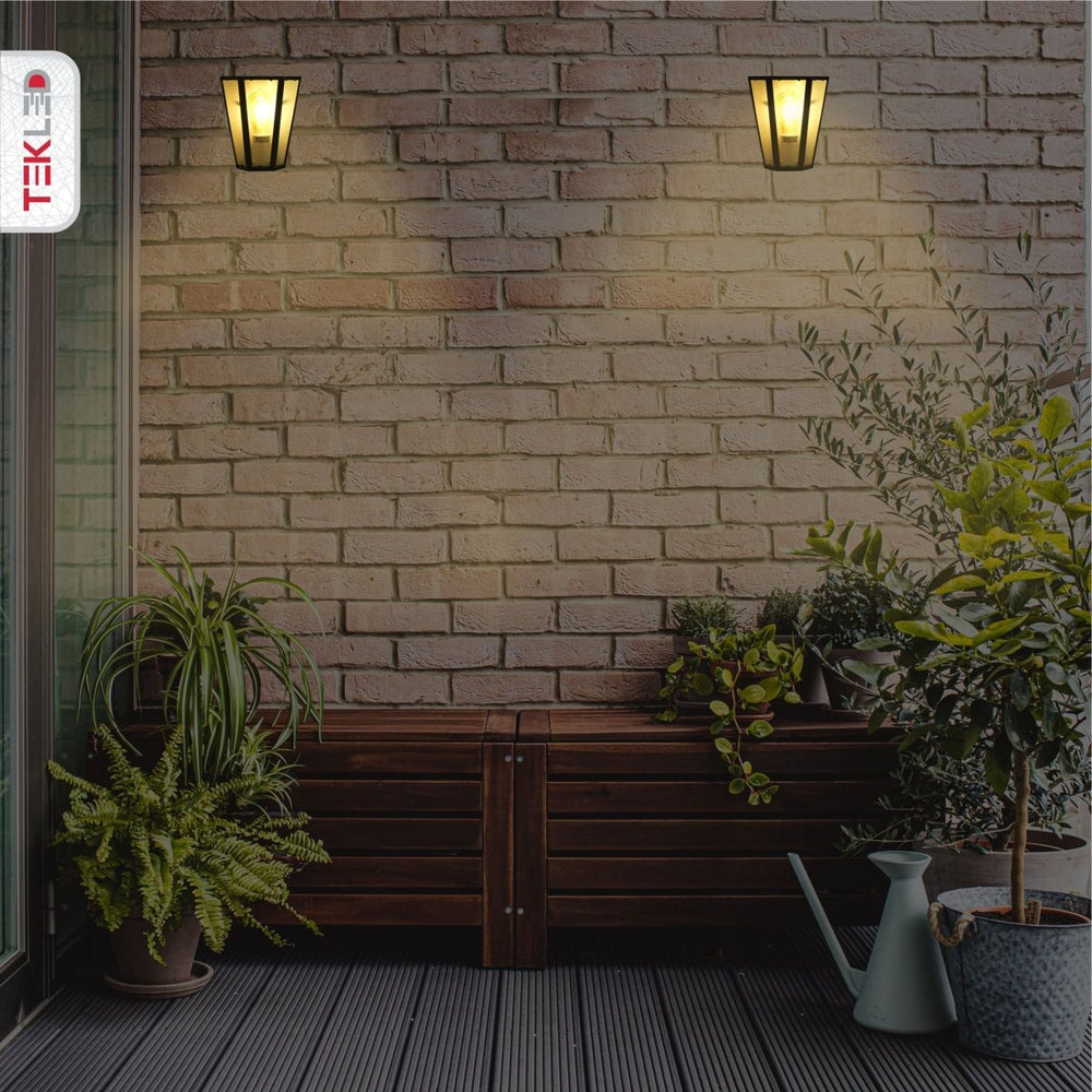 Modern Lantern Trapezium Cuboid Wall Lamp Upward Base Matt Black&White ...