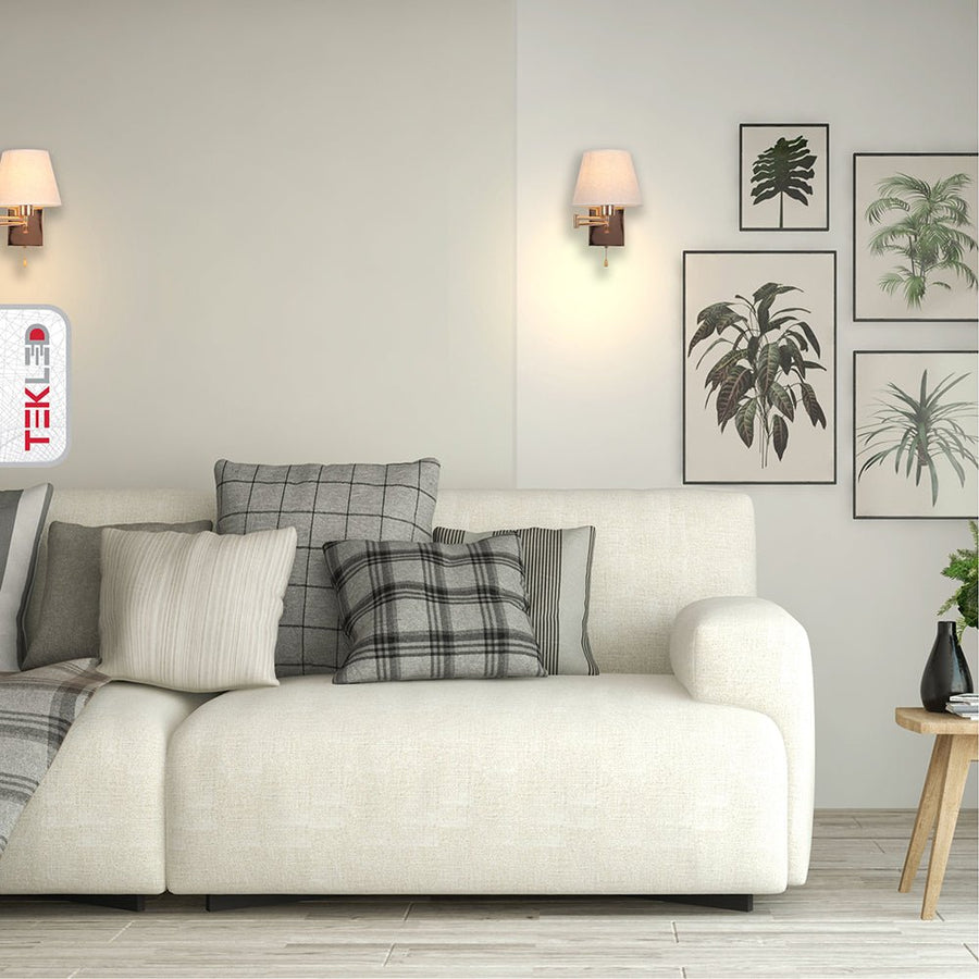 Golden Metal Swing Arm Flaxen Frustum Wall Light with Pull Down Switch ...