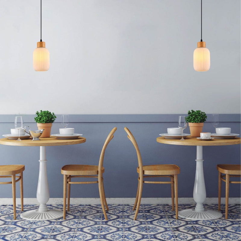 Sawyer Ribbed Fluted Reeded Maloto Lantern Opal Glass Pendant Ceiling ...