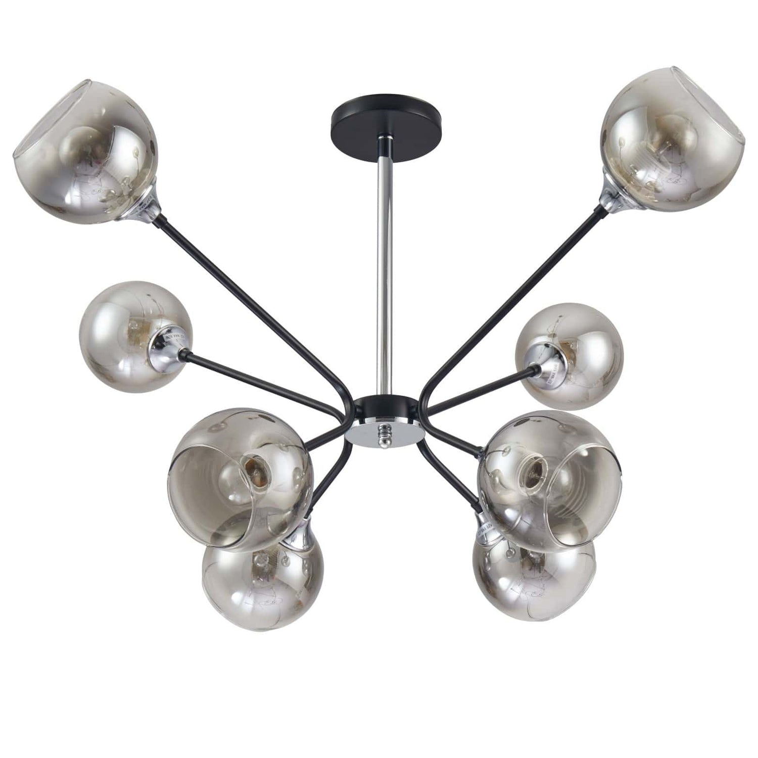 Smoky Cone Glass Black Chrome Metal Molecule Modern Ceiling Light | TEKLED