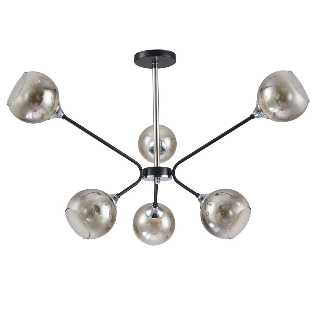 Smoky Cone Glass Black Chrome Metal Molecule Modern Ceiling Light | TEKLED