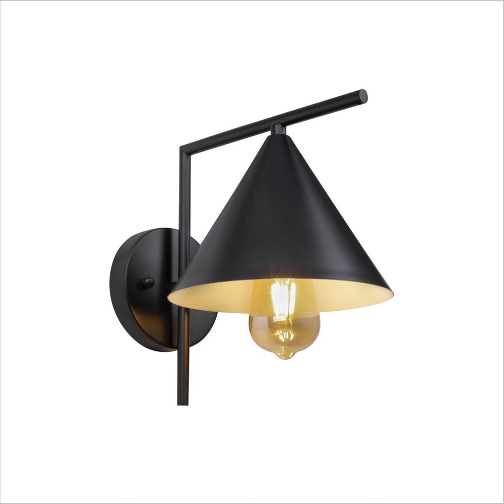 Metal Funnel Wall Light with E27 Fitting Gold Black | TEKLED