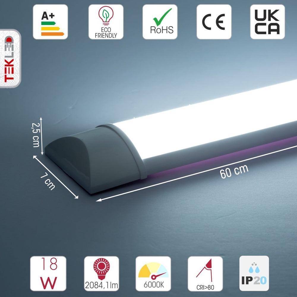 LED Surface Mounted Linear Fitting 18W 6500K Cool Daylight IP20 60cm ...